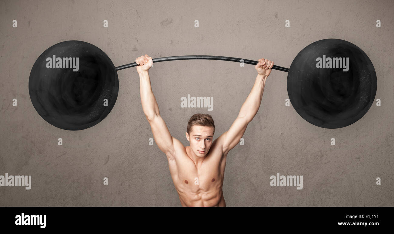 muscular man lifting weights Stock Photo - Alamy
