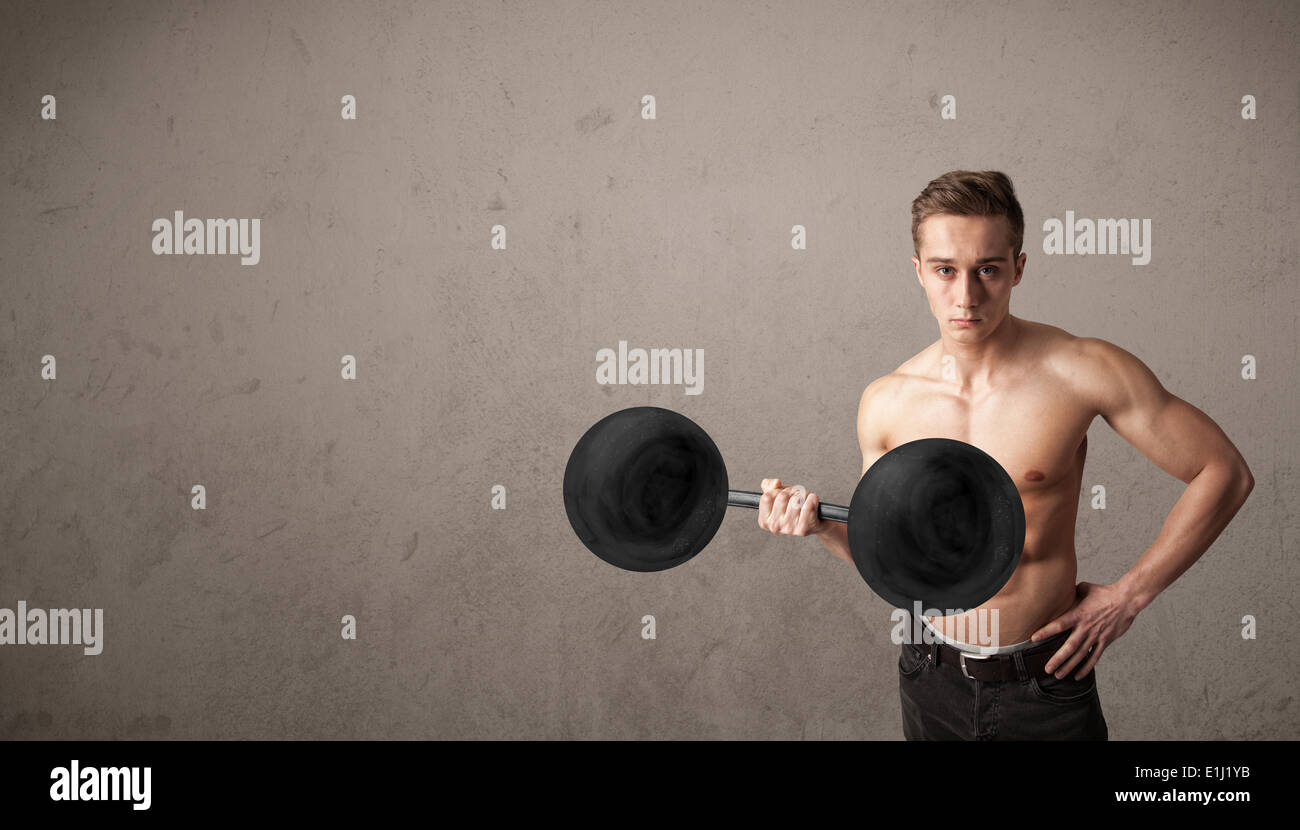 muscular man lifting weights Stock Photo - Alamy