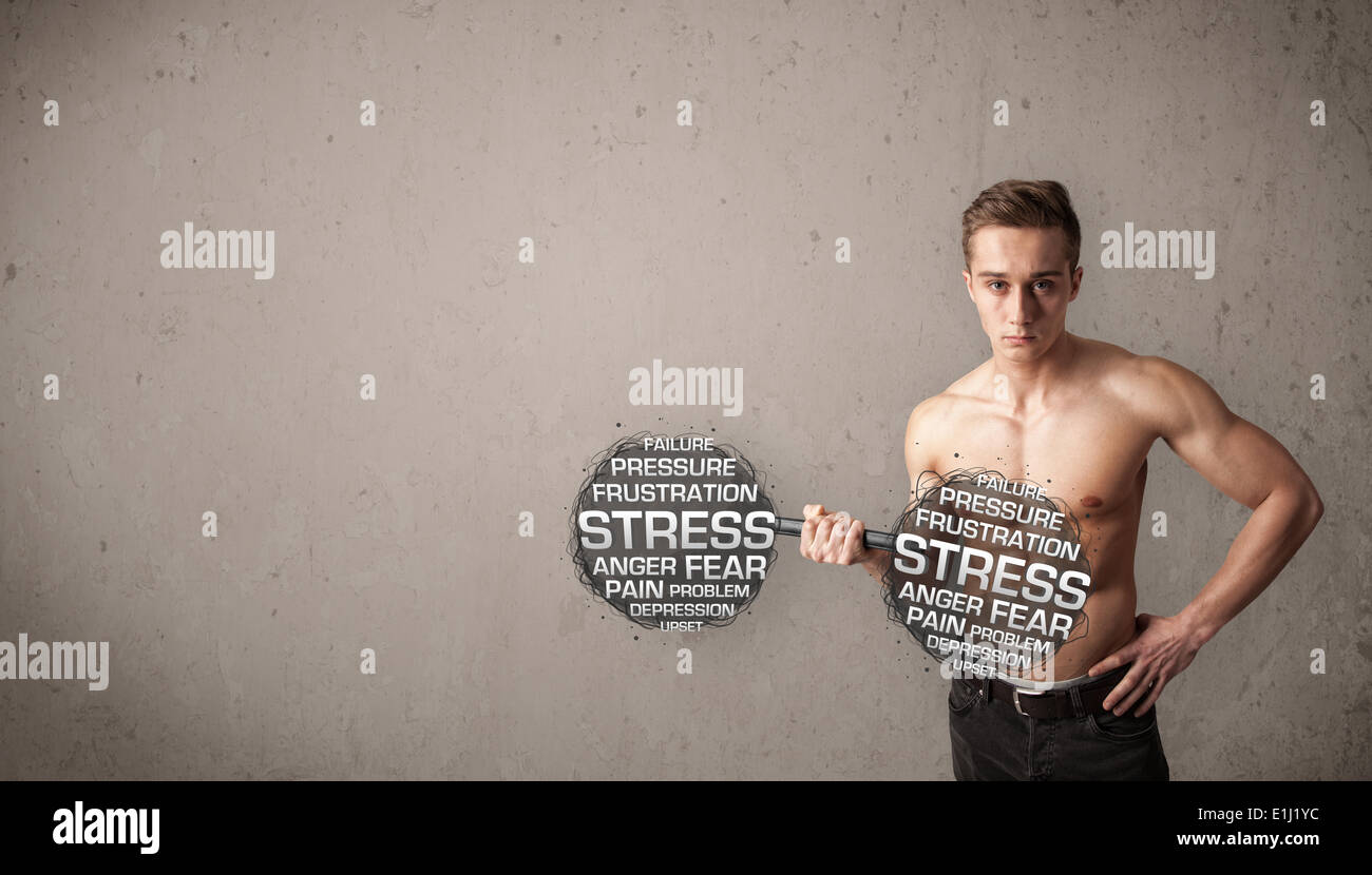 muscular man fighting with stress Stock Photo - Alamy