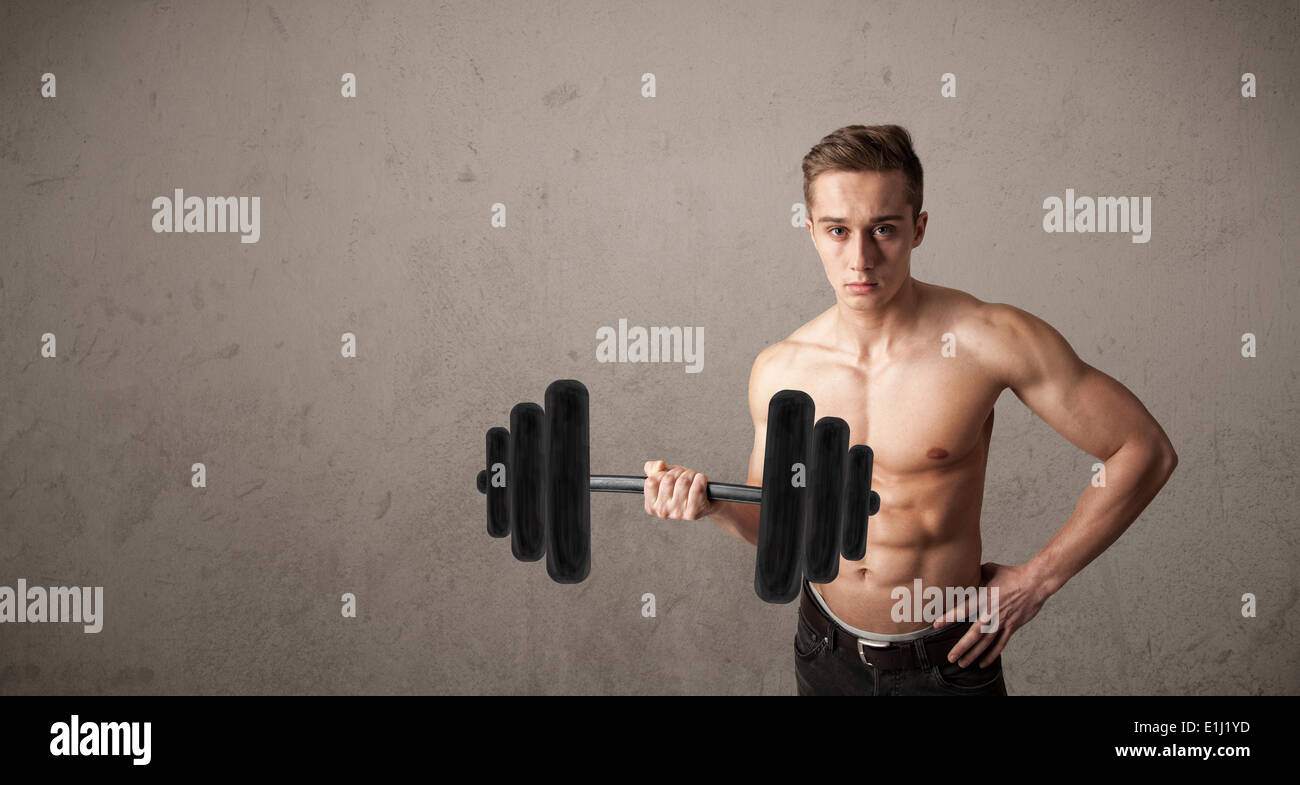muscular man lifting weights Stock Photo - Alamy