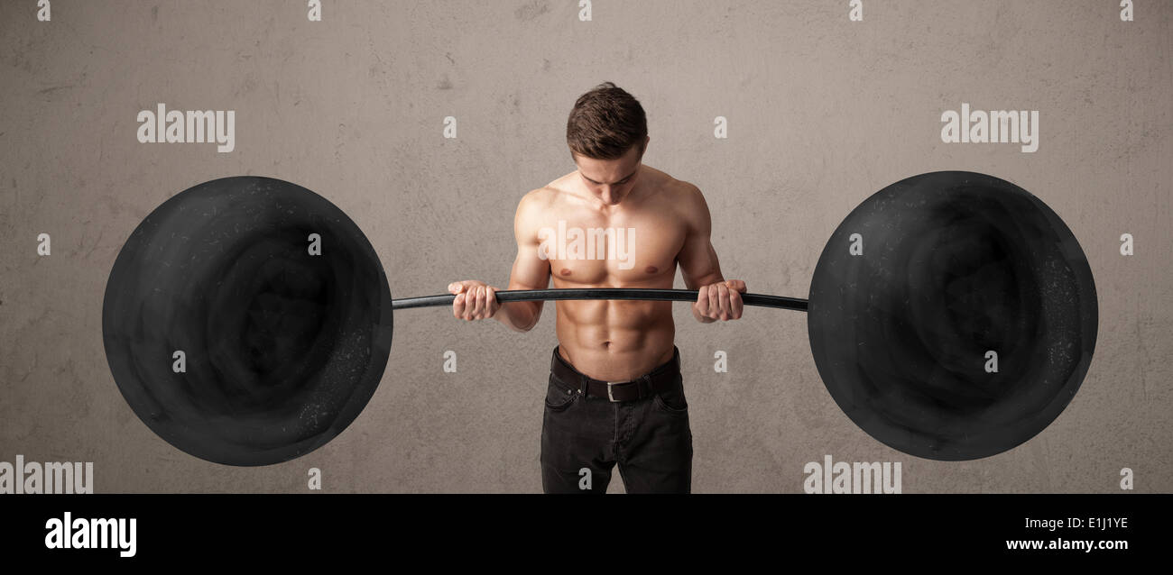 muscular man lifting weights Stock Photo - Alamy
