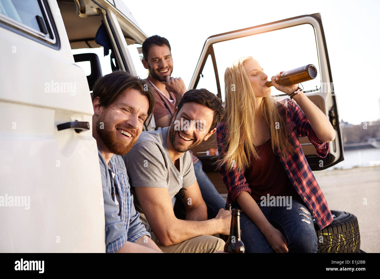 Happy friends at minivan High Resolution Stock Photography and Images ...