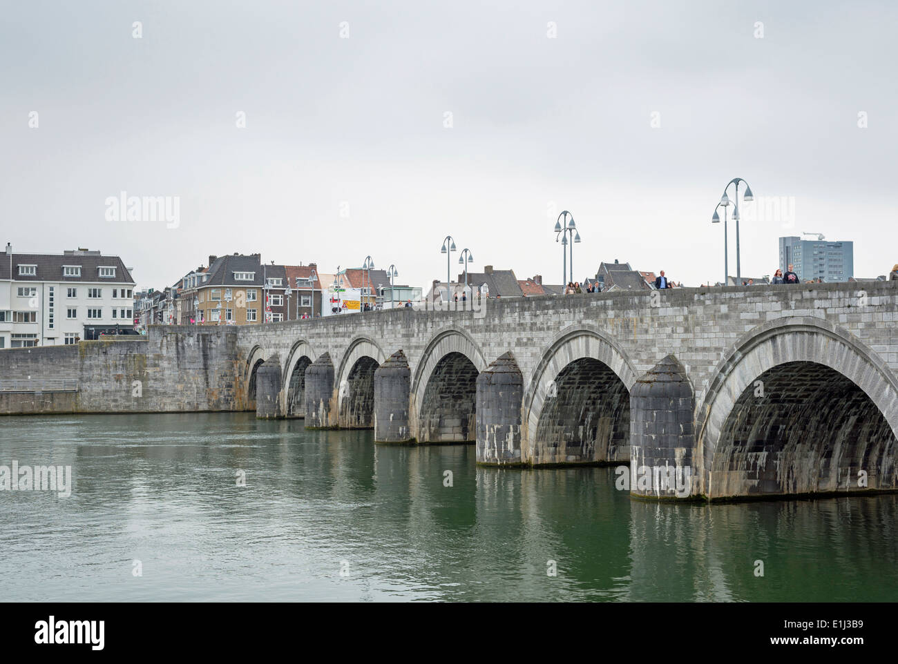 Netherlands, Maastricht, Servatius bridge and Meuse river Stock Photo ...