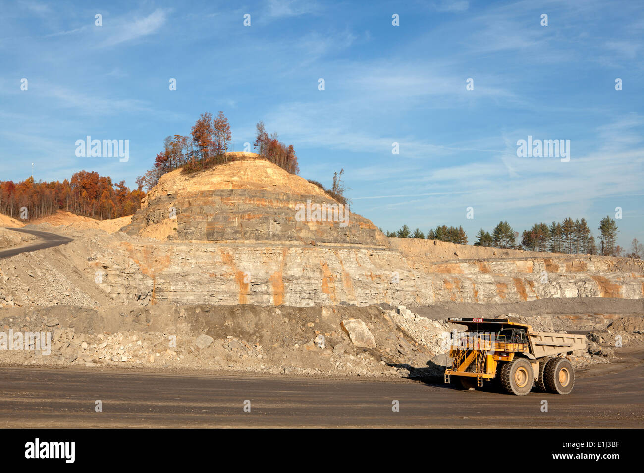 Coal mining dump truck on excavated mountaintop, Appalachia, Wise ...