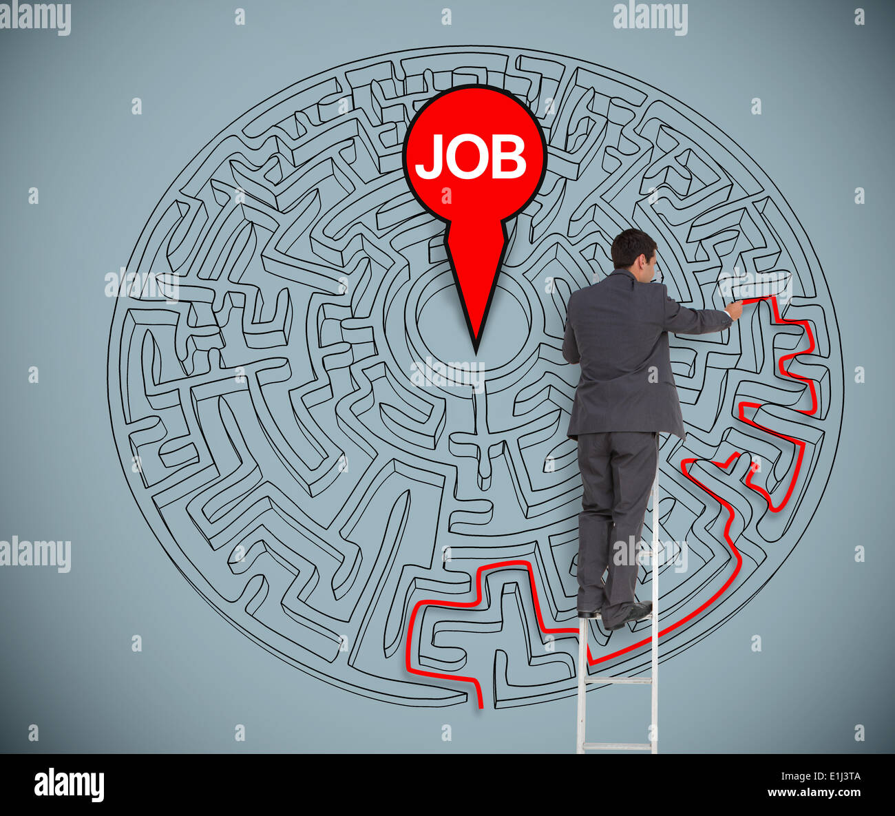 Businessman trying to find a job in a maze Stock Photo - Alamy