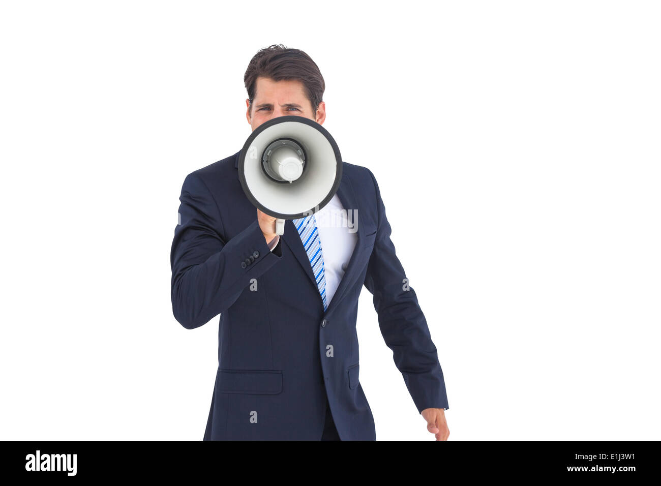 Businessman with megaphone Stock Photo - Alamy