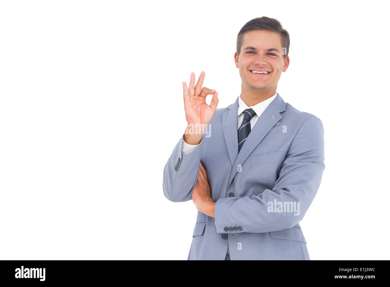 Portrait positive young businessman saying hi-res stock photography and ...