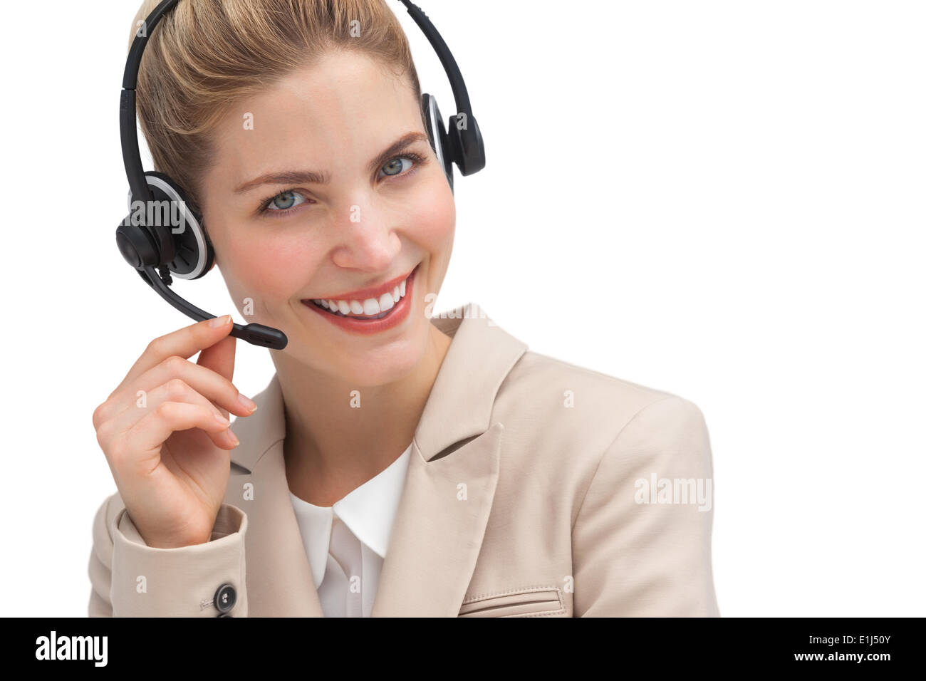 Smiling customer service operator Stock Photo - Alamy