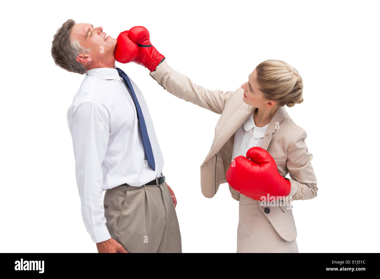 Businesswoman hitting her co worker Stock Photo - Alamy