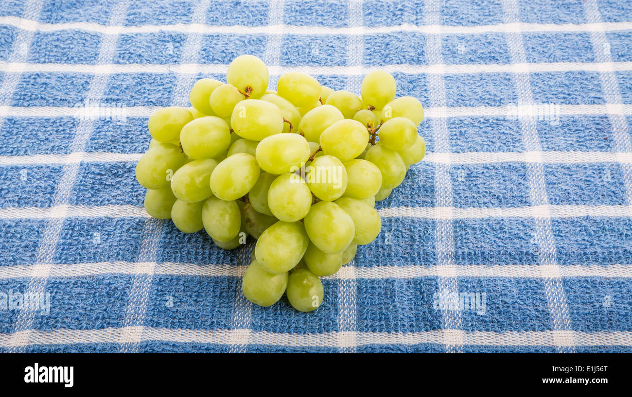 A bunch of green, seedless grapes on a blue towel Stock Photo - Alamy A bunch of green, seedless grapes on a blue towel Stock Photo - Alamy