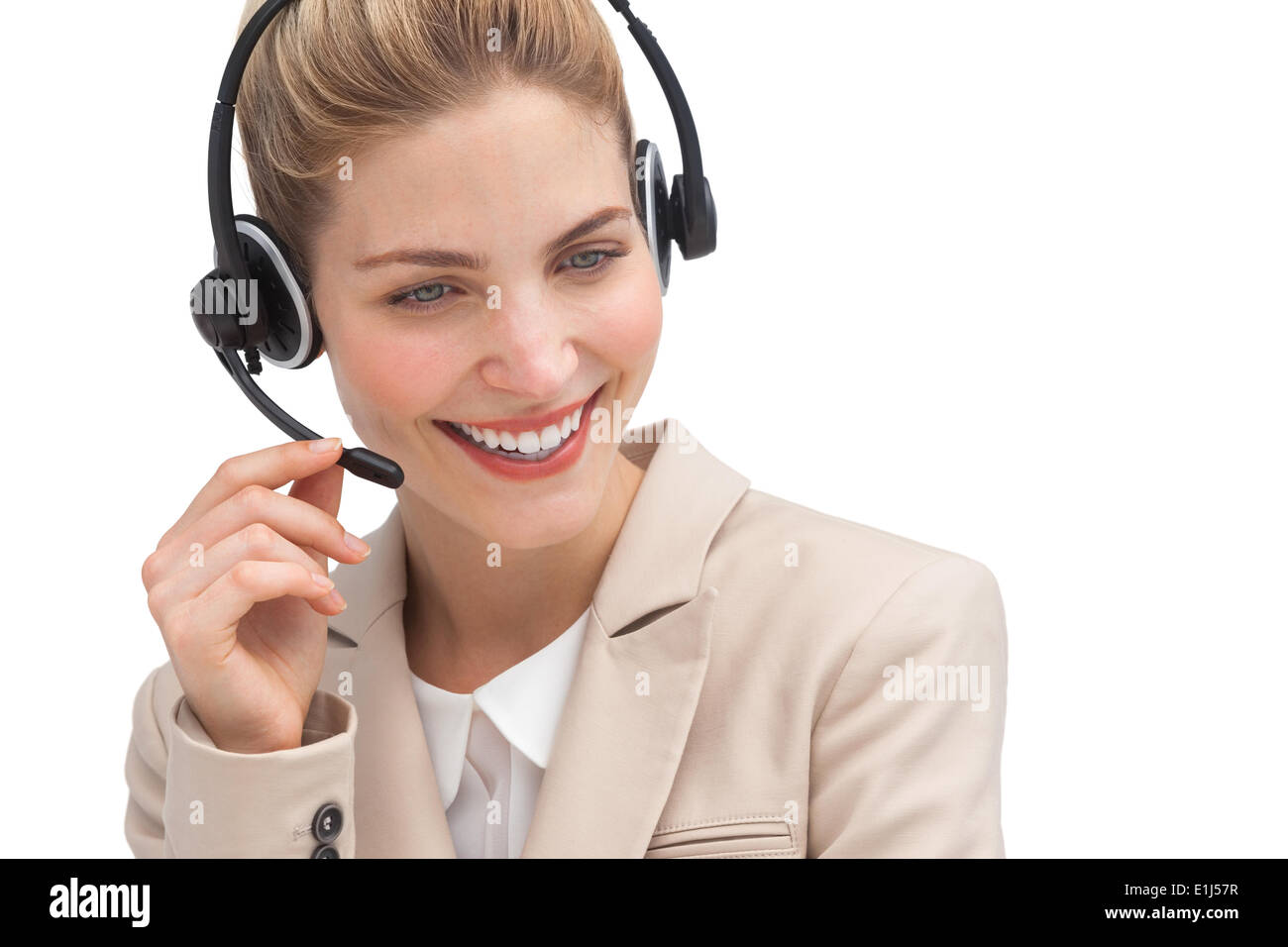 Cheerful call center agent Stock Photo - Alamy