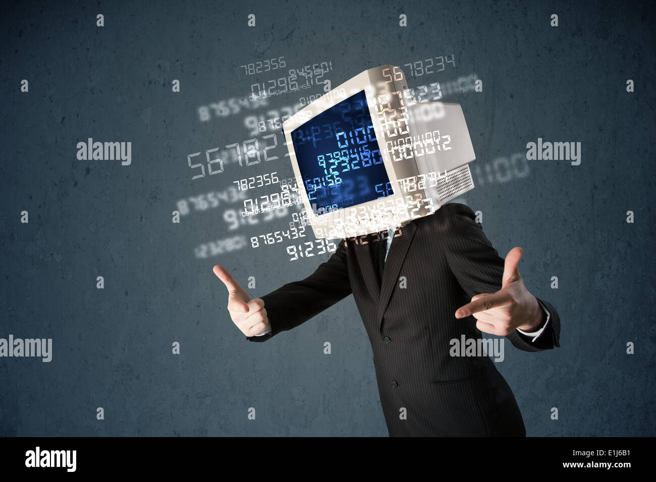 Human cyber monitor pc calculating computer data concept Stock Photo ...