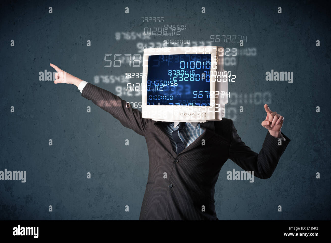 Human cyber monitor pc calculating computer data concept Stock Photo ...