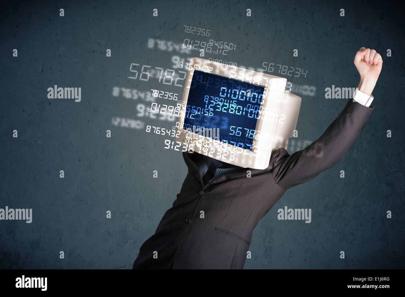 Human cyber monitor pc calculating computer data concept Stock Photo ...