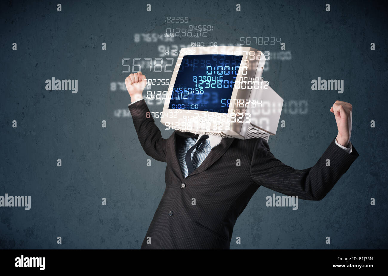 Human cyber monitor pc calculating computer data concept Stock Photo ...