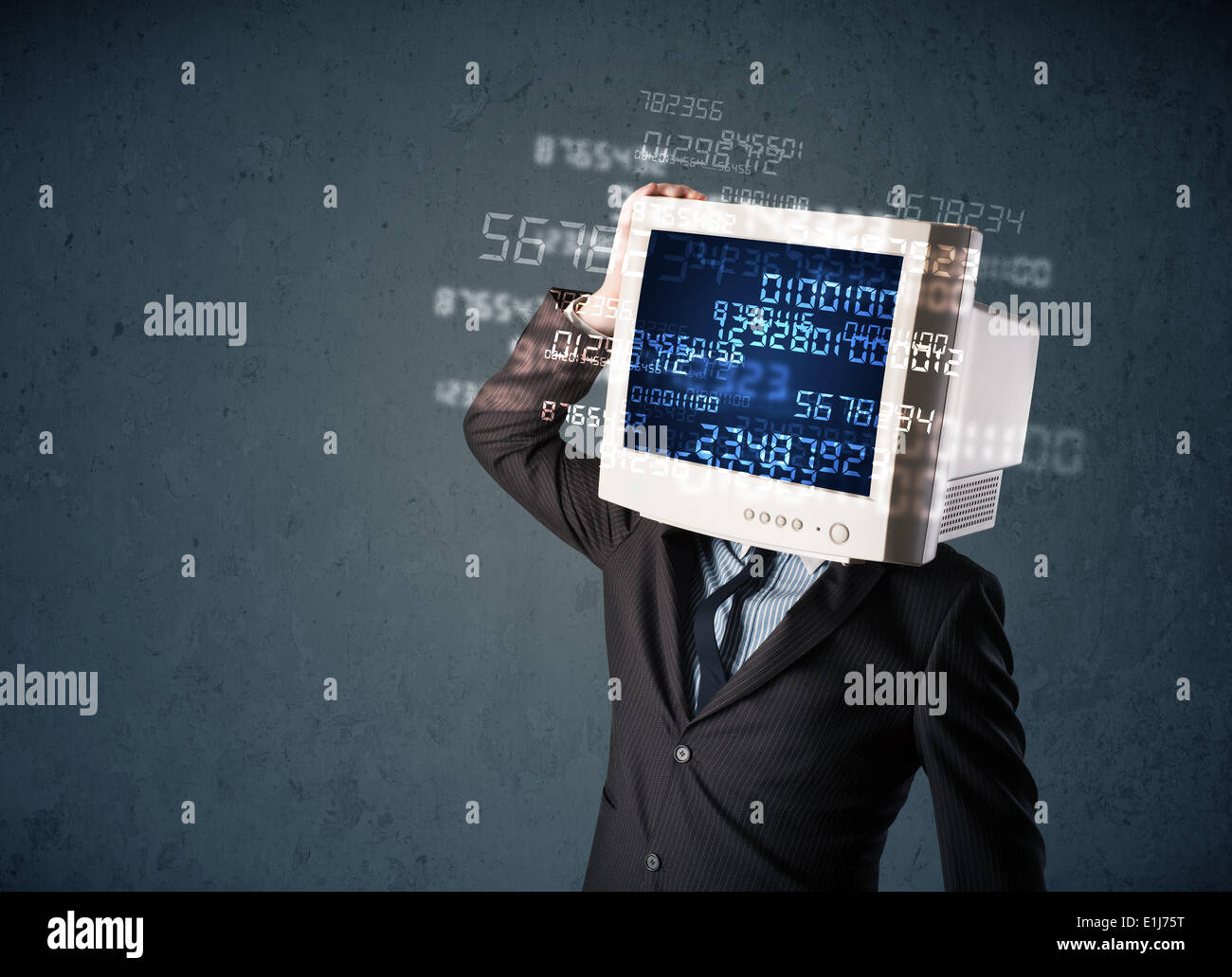 Human cyber monitor pc calculating computer data concept Stock Photo ...