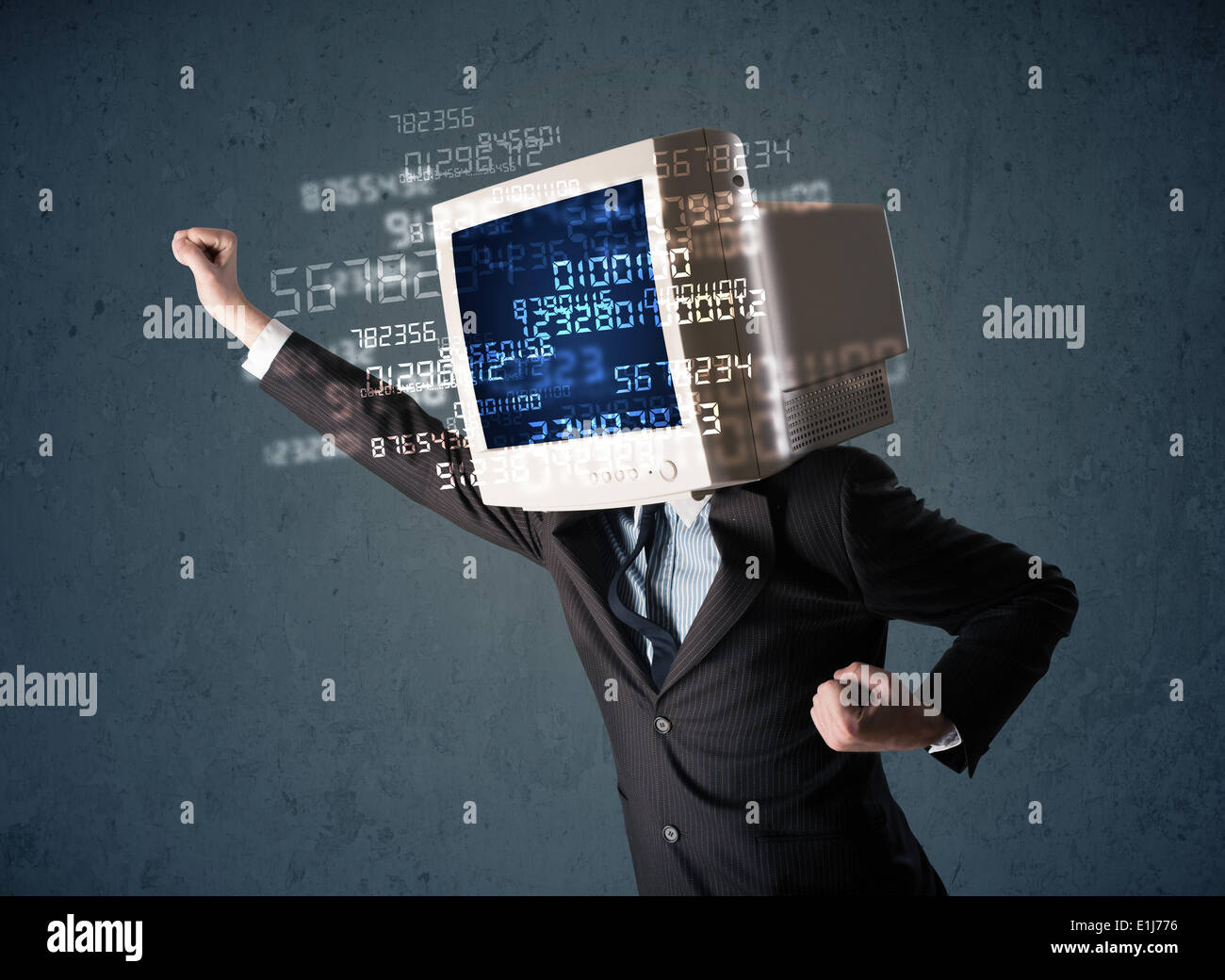 Human cyber monitor pc calculating computer data concept Stock Photo ...