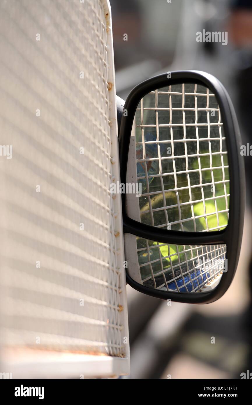 Duderstadt, Germany. 04th June, 2014. German police car mirror during a ...