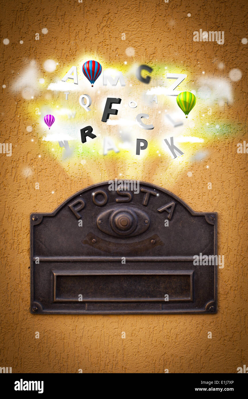 Post box with colorful letters Stock Photo - Alamy