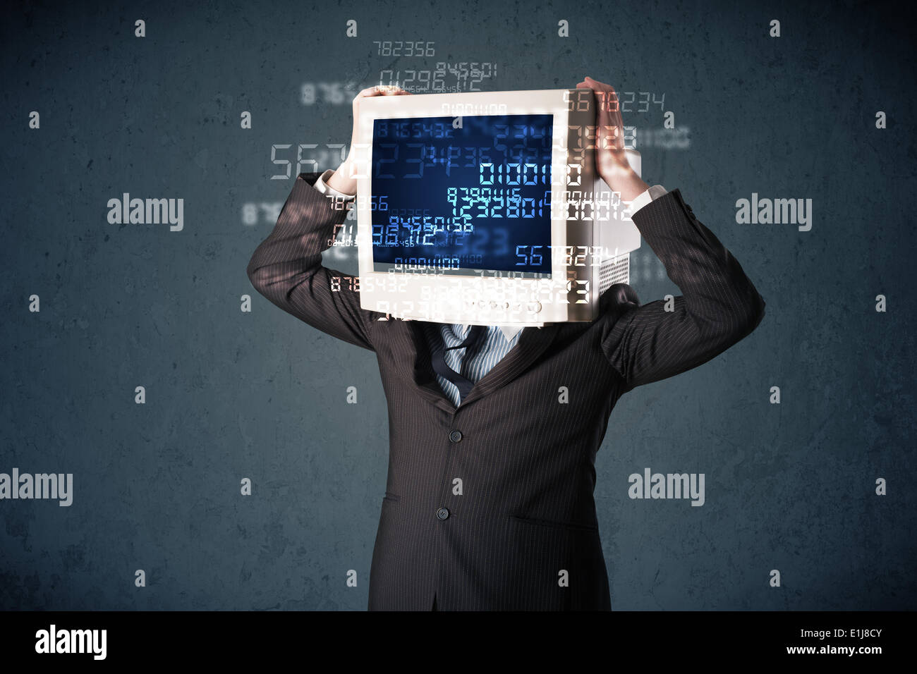 Human cyber monitor pc calculating computer data concept Stock Photo ...