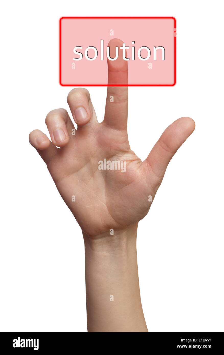 Finger choice Solution button Stock Photo - Alamy