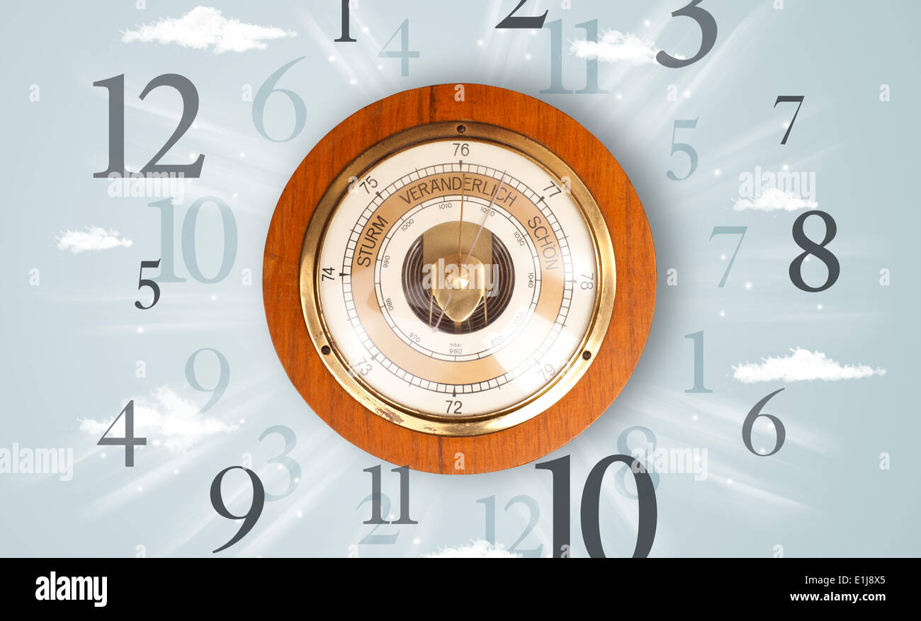 Vintage clock with numbers on the side Stock Photo - Alamy