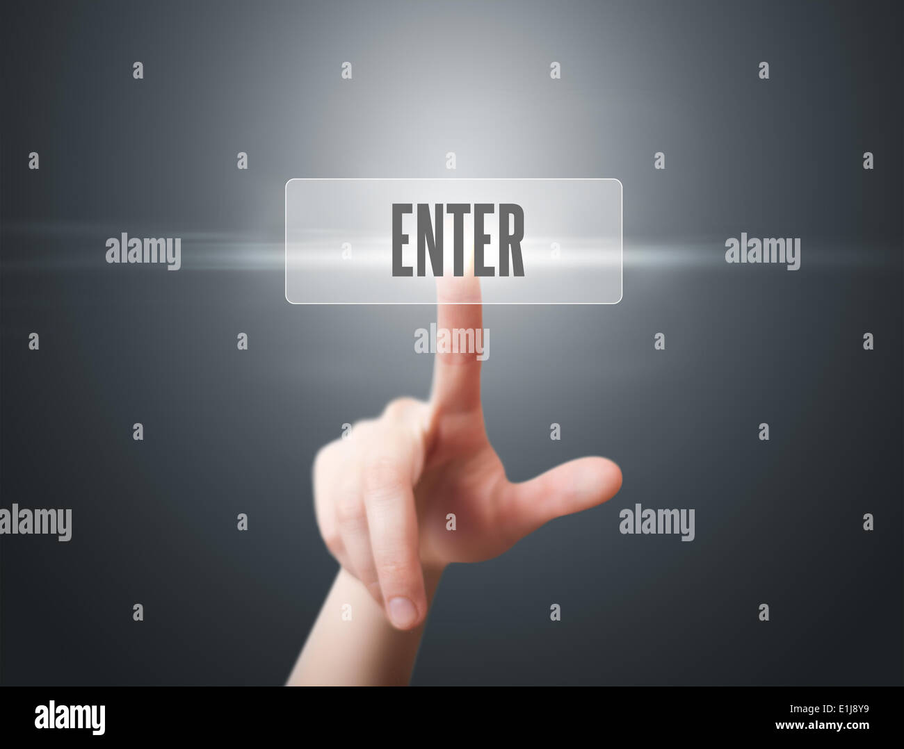 woman finger push enter button Stock Photo - Alamy