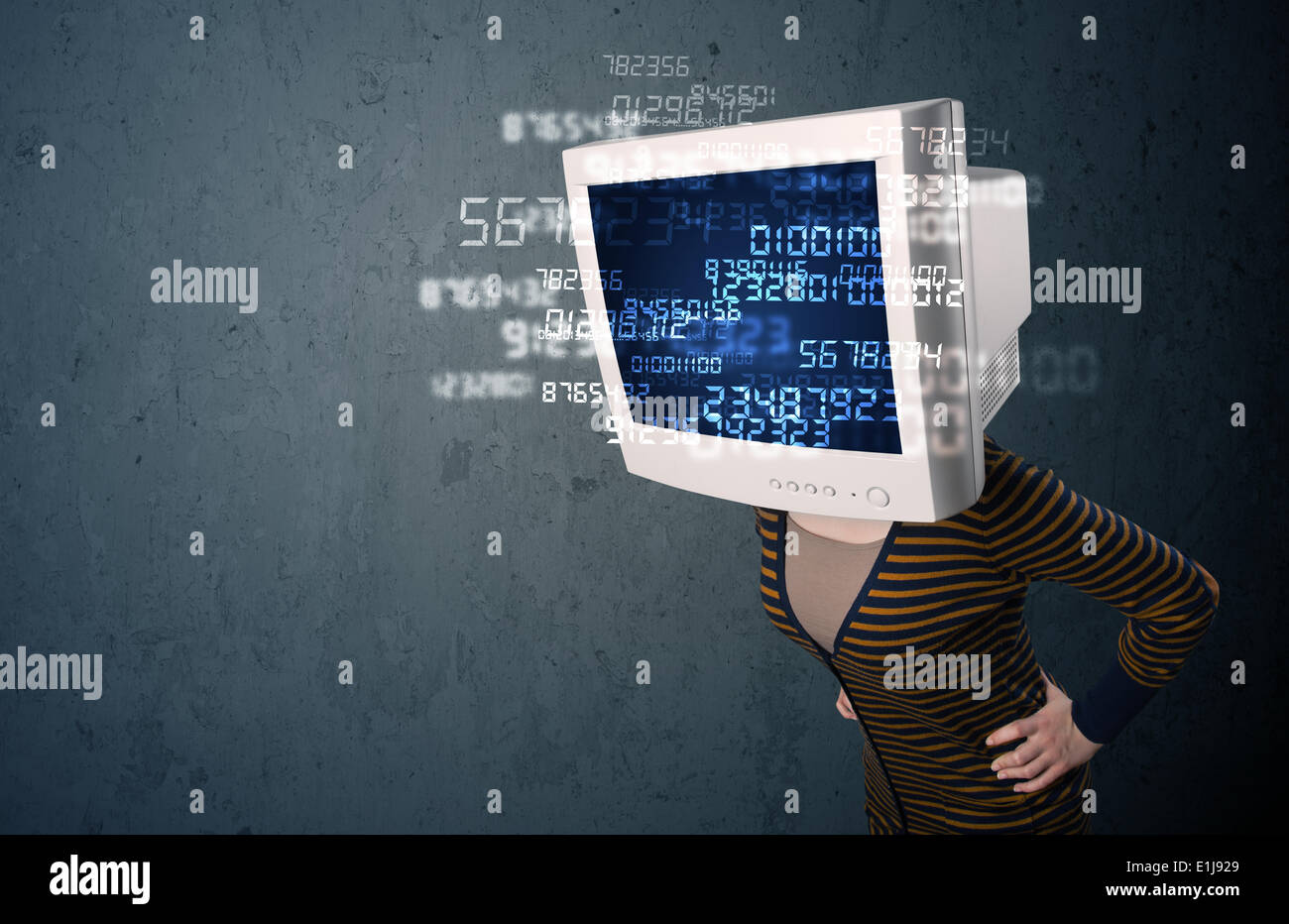 Human cyber monitor pc calculating computer data concept Stock Photo ...