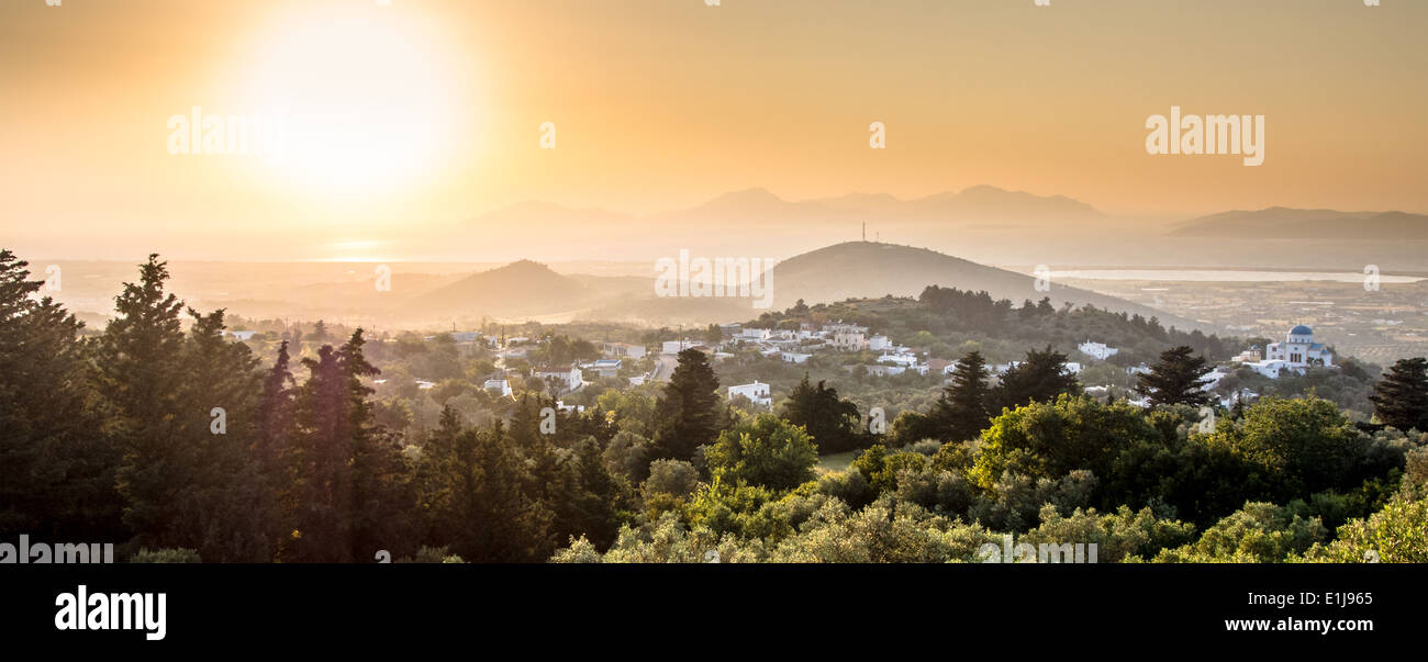 Sunset over Kos, Greece, view across Aegean sea to Turkey Stock Photo ...