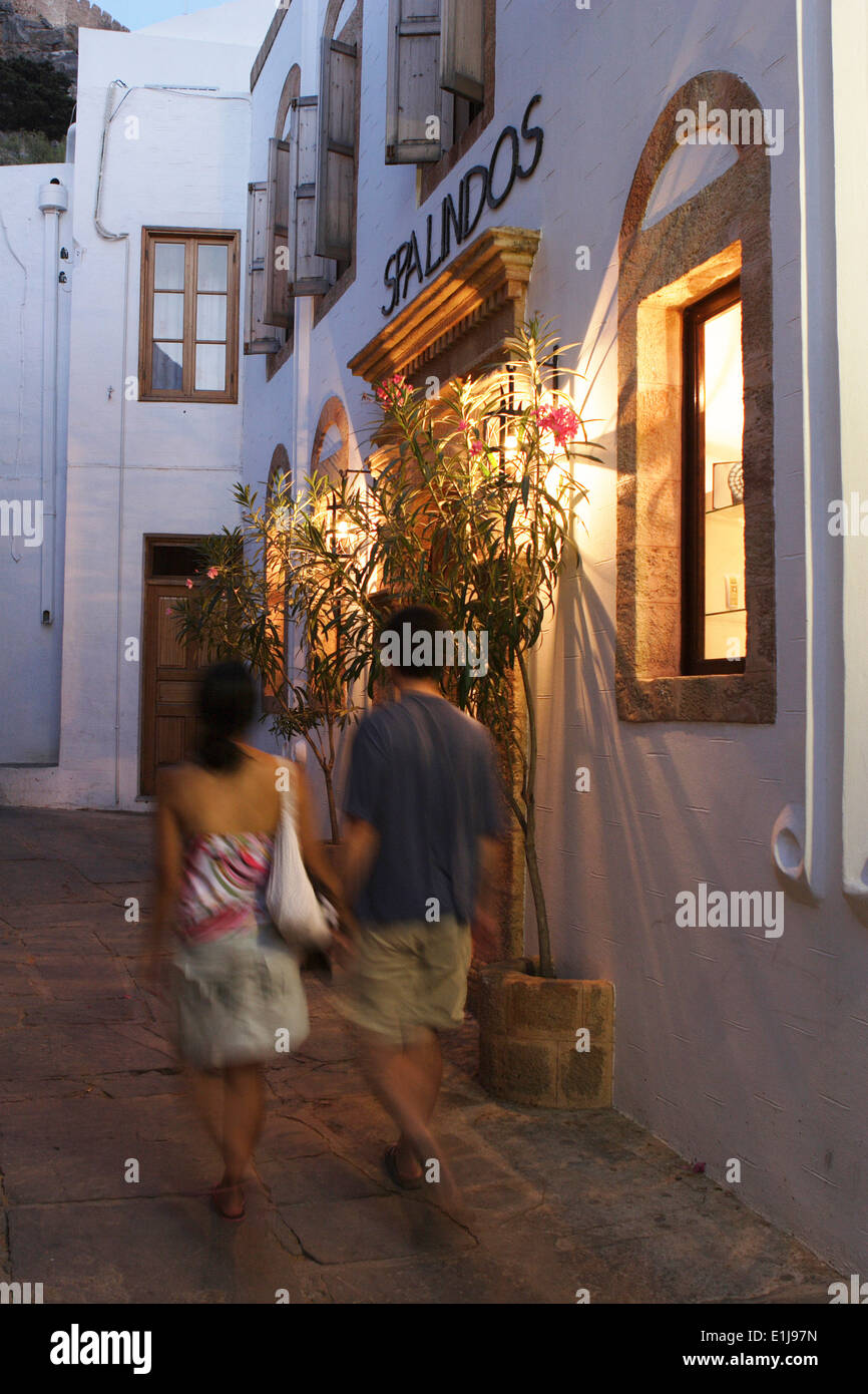 Nighttime and exploring nightlife in Lindos, Rhodes, Rhodes Island ...
