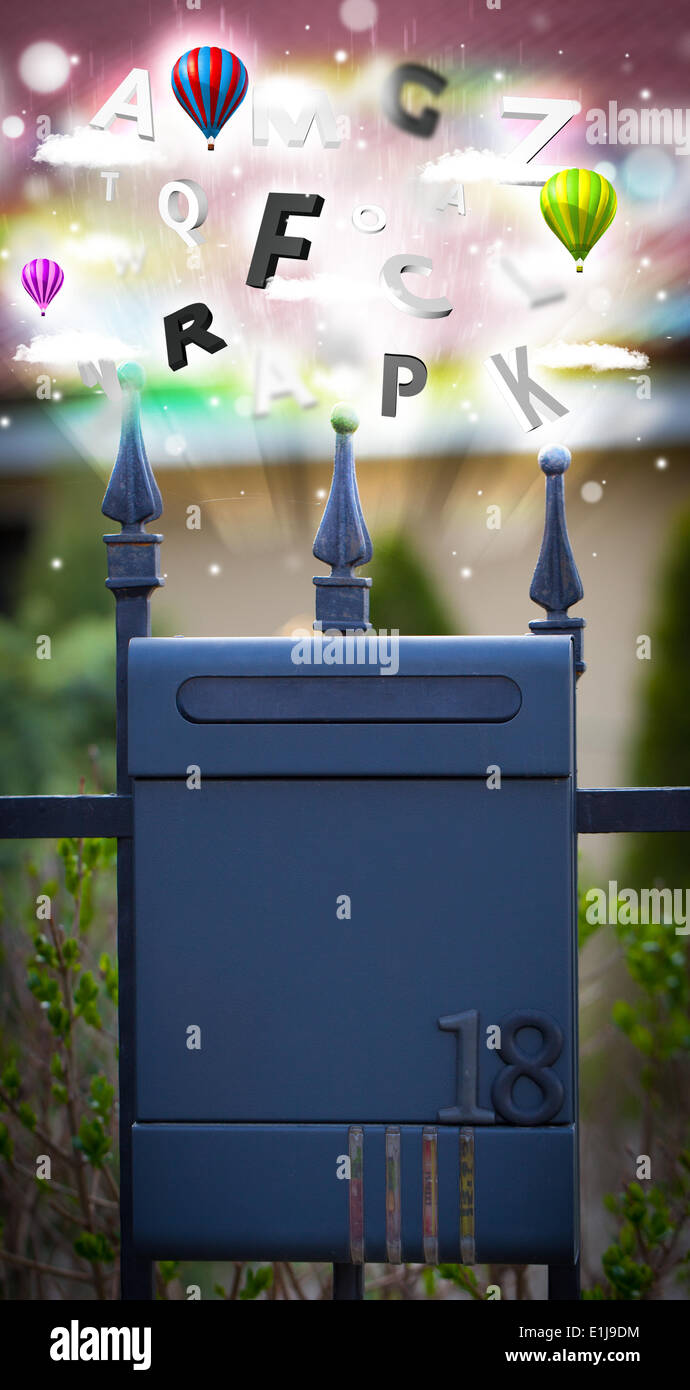 Post box with colorful letters Stock Photo - Alamy