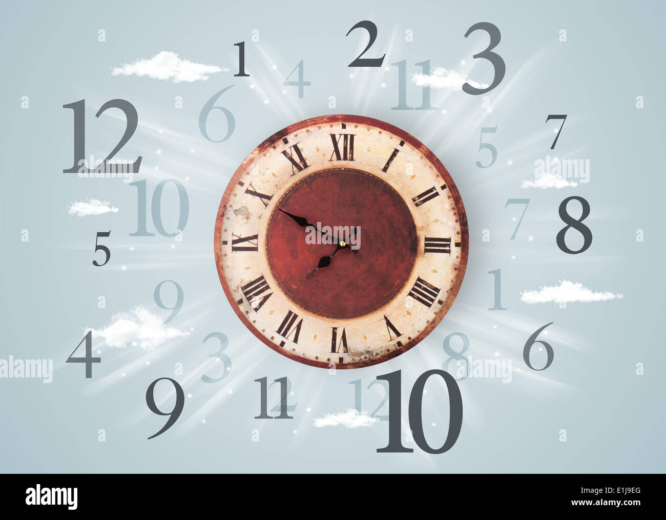 Vintage clock with numbers on the side Stock Photo - Alamy