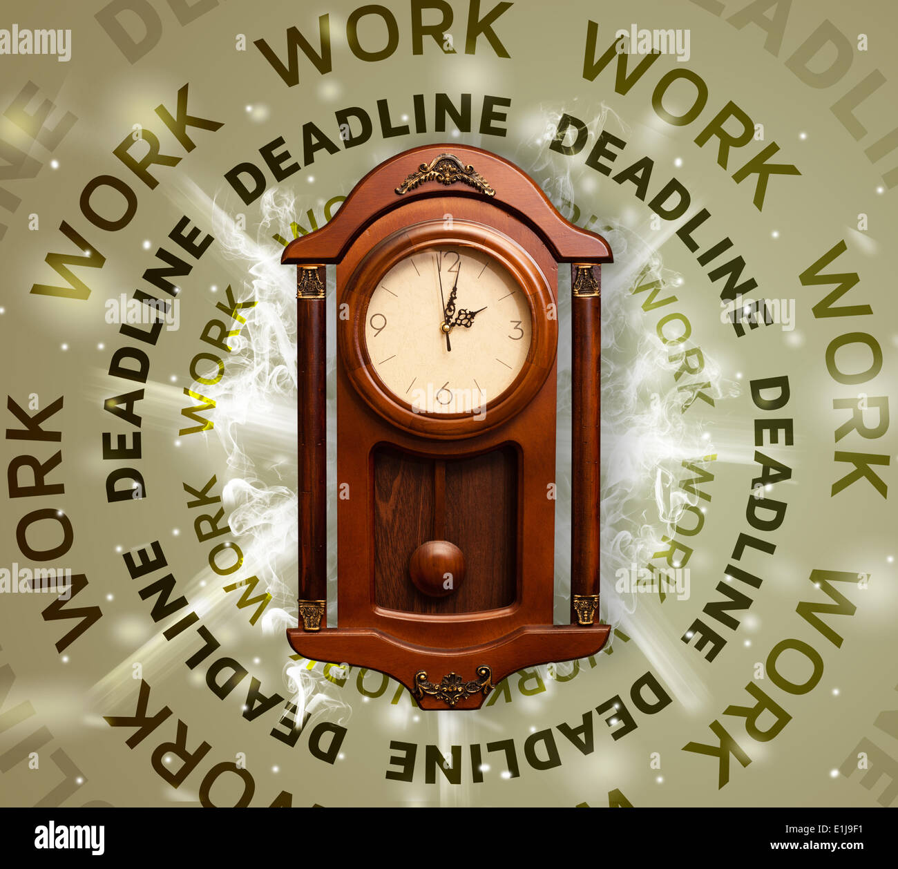 Clocks with work and deadline round writing Stock Photo - Alamy