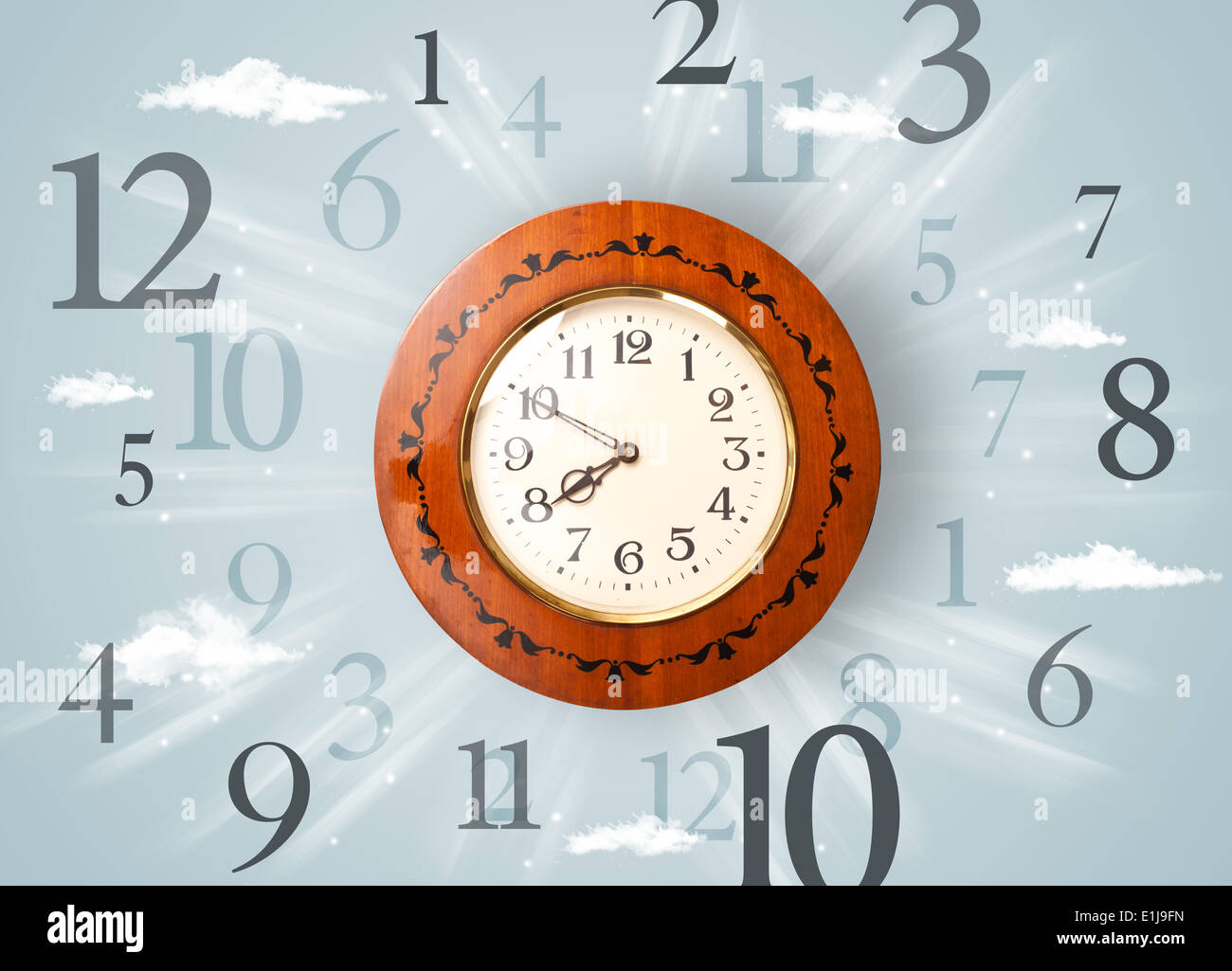 Vintage clock with numbers on the side Stock Photo - Alamy