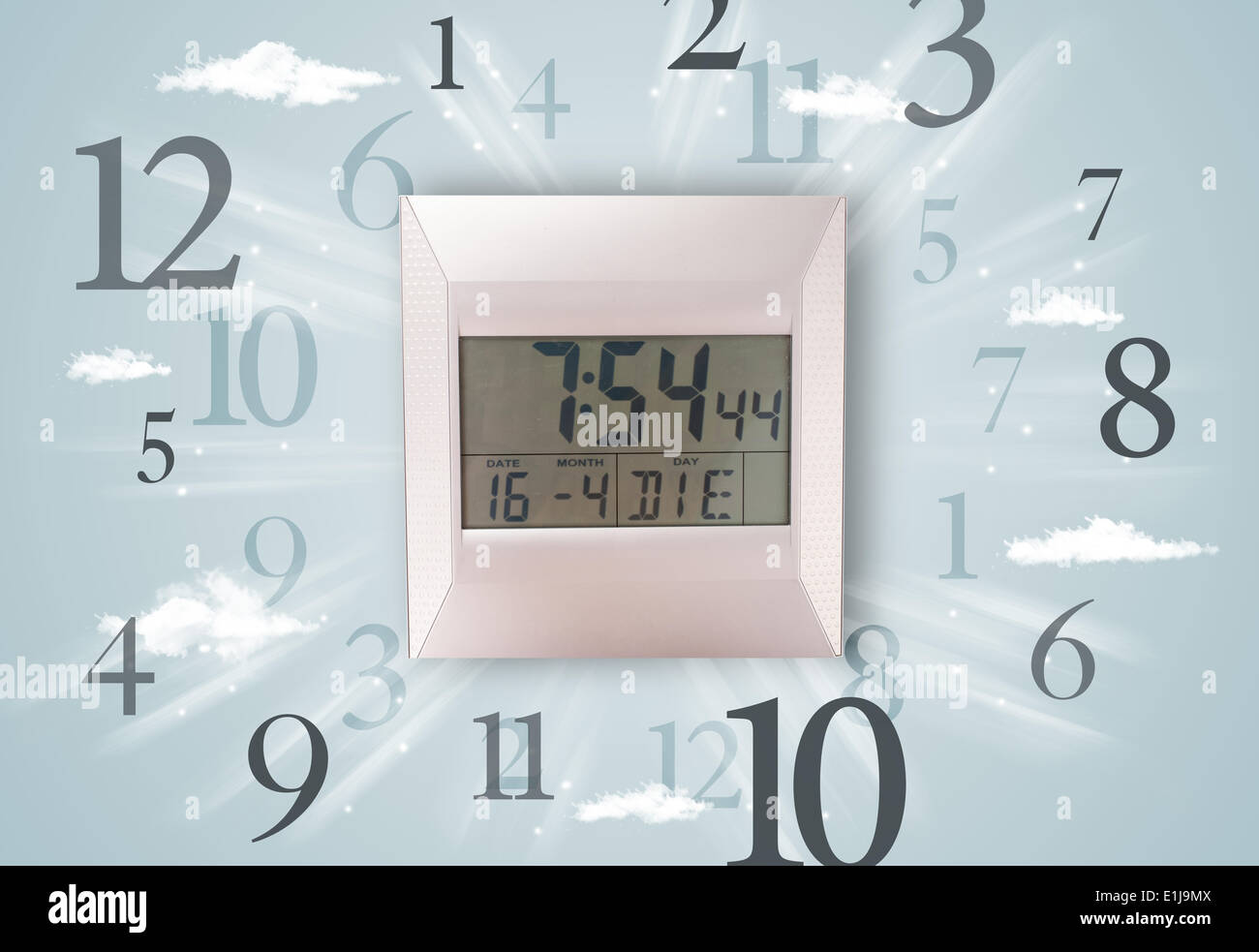 Modern clock with numbers on the side Stock Photo - Alamy