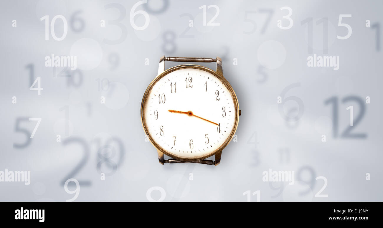 Vintage clock with numbers on the side Stock Photo - Alamy