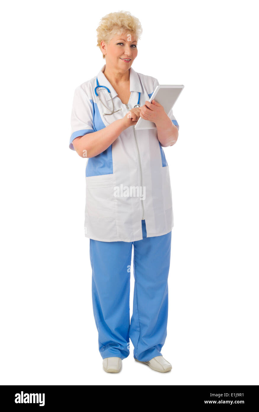 Female doctor on computer Cut Out Stock Images & Pictures - Alamy