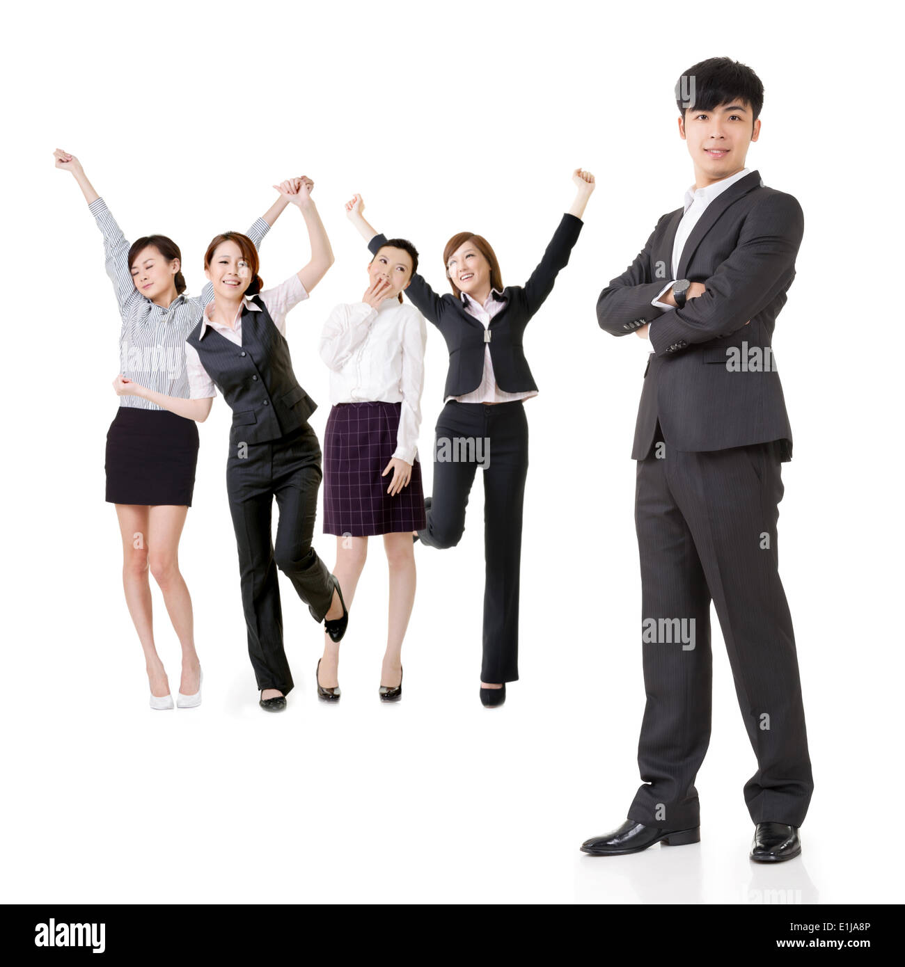 Excited successful employee young Cut Out Stock Images & Pictures - Alamy
