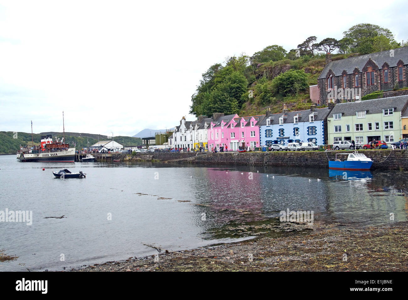 Paddle steamer Waverley calling at Portree harbour on the island of ...