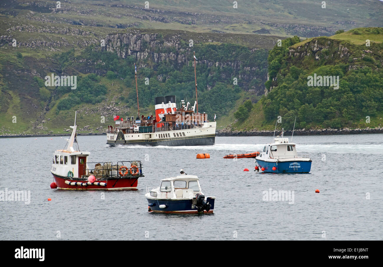 Ocean going paddle steamer Waverley leaving Portree harbour on the ...