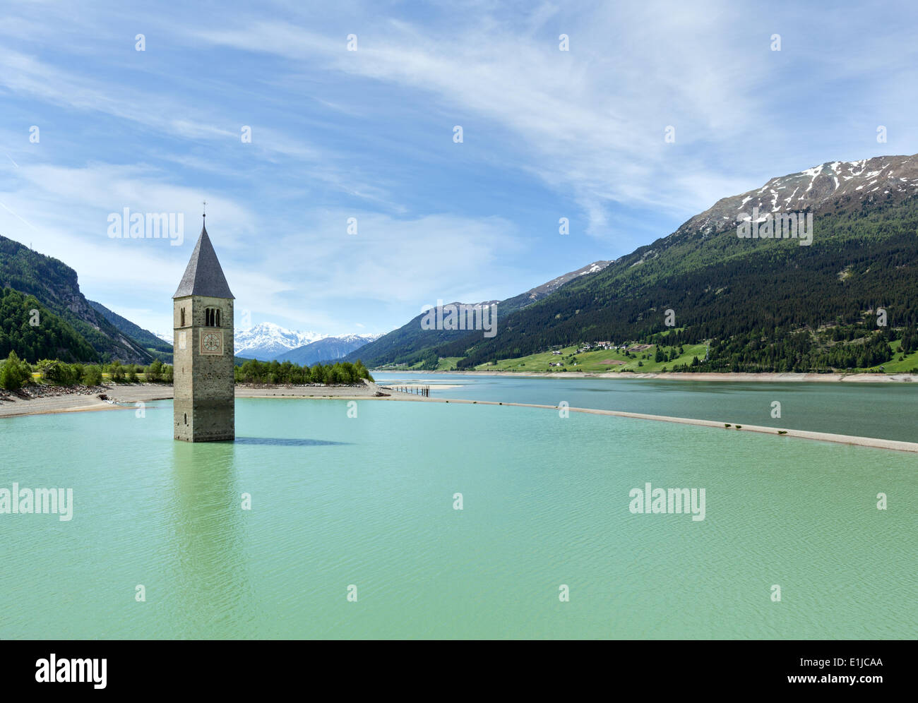 The bell tower in lake reschen hi-res stock photography and images - Alamy
