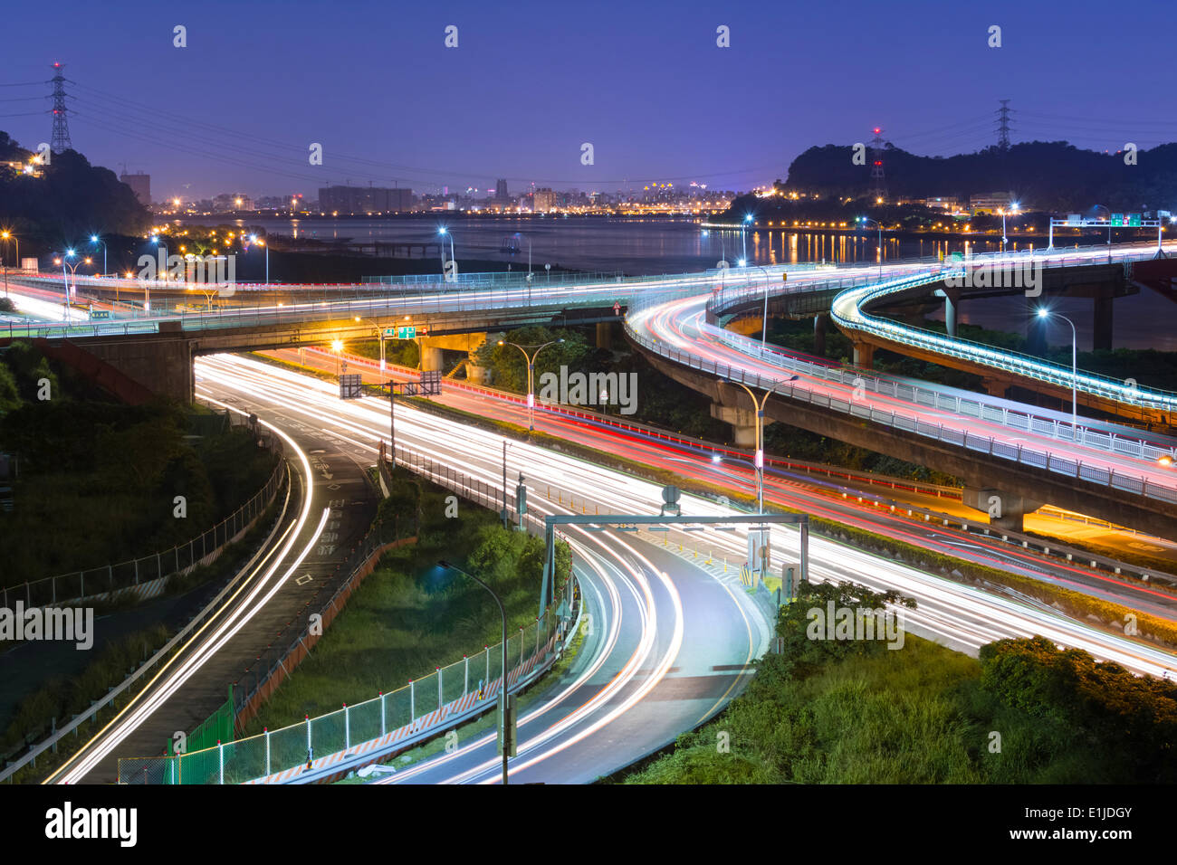Night scene of cars light Stock Photo - Alamy