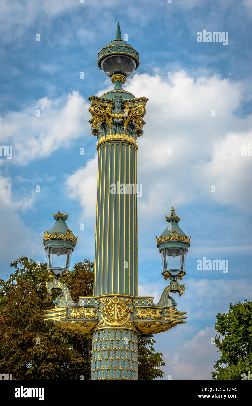 View of a beautiful detailed column in Place de la Concorde, Paris ...