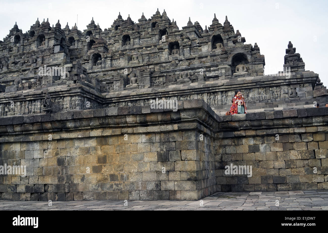 Girl at Borobudur temple, Indonesia Stock Photo - Alamy