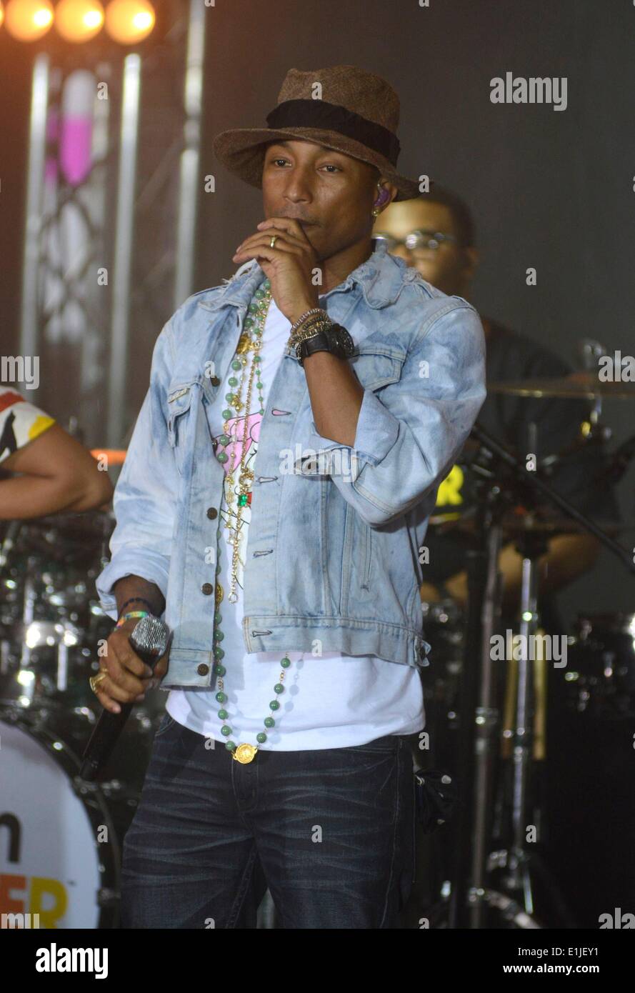 New York, NY, USA. 5th June, 2014. Pharrell Williams on stage for NBC ...