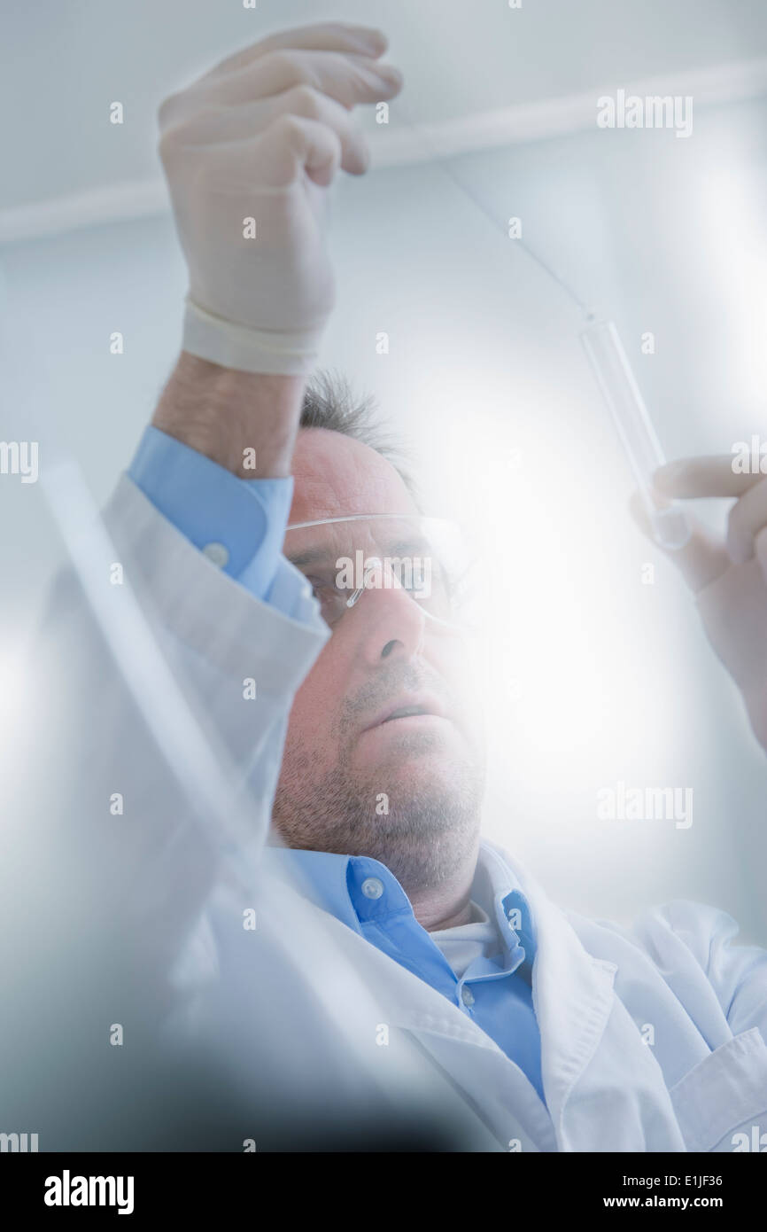 Scientist holding dropper and test tube Stock Photo - Alamy