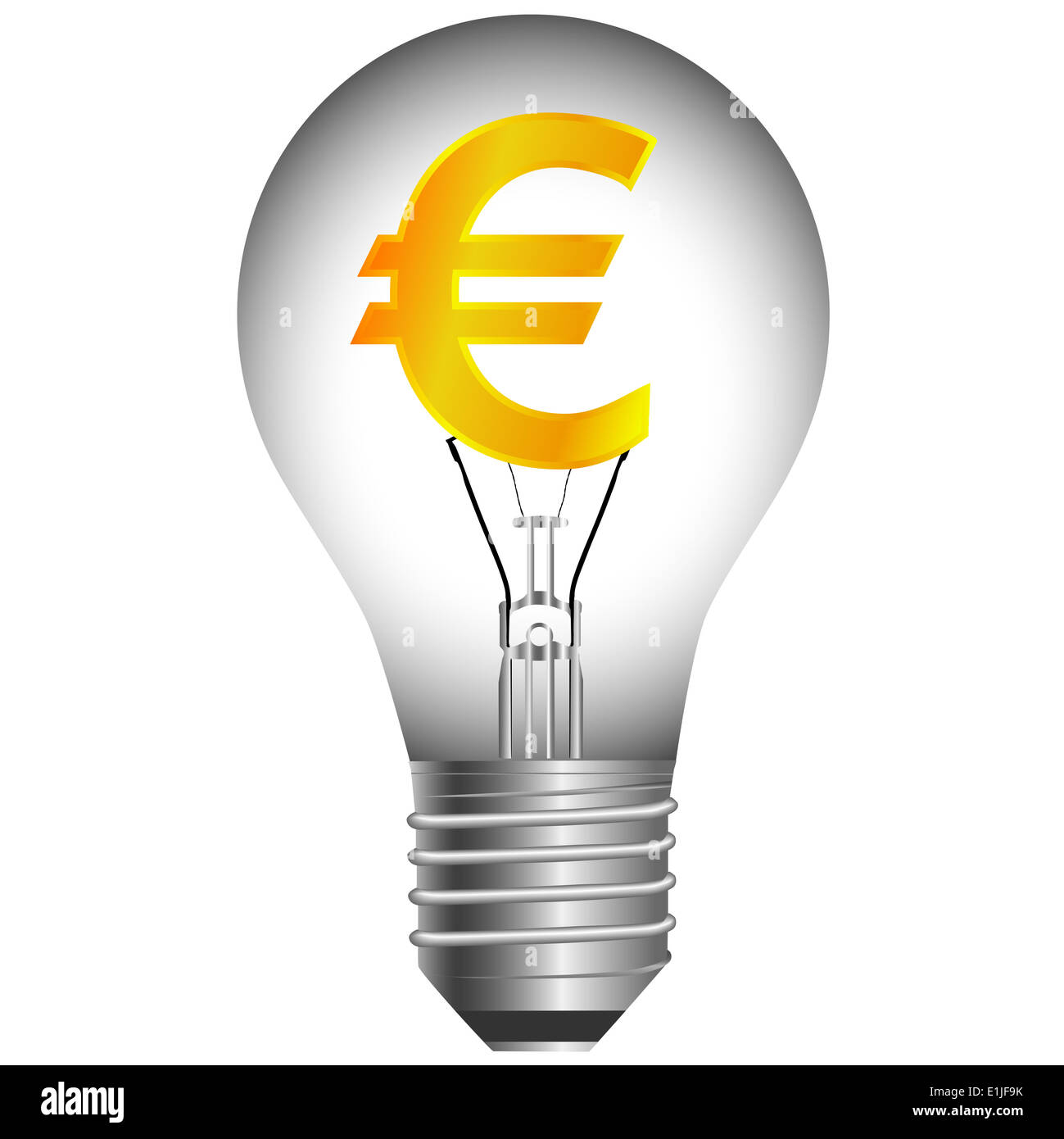 Glowing Light Bulb Euro Symbol Stock Photos & Glowing Light Bulb Euro ...