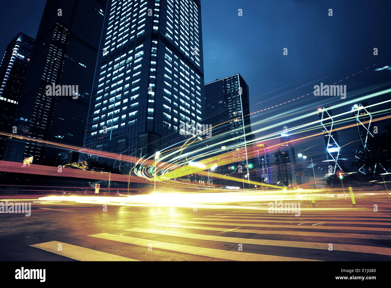 The city and the road at night Stock Photo - Alamy