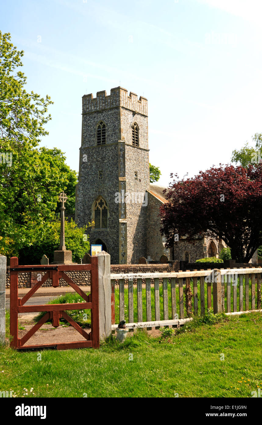 A view of the war memorial and tower of the parish church of St Martin ...