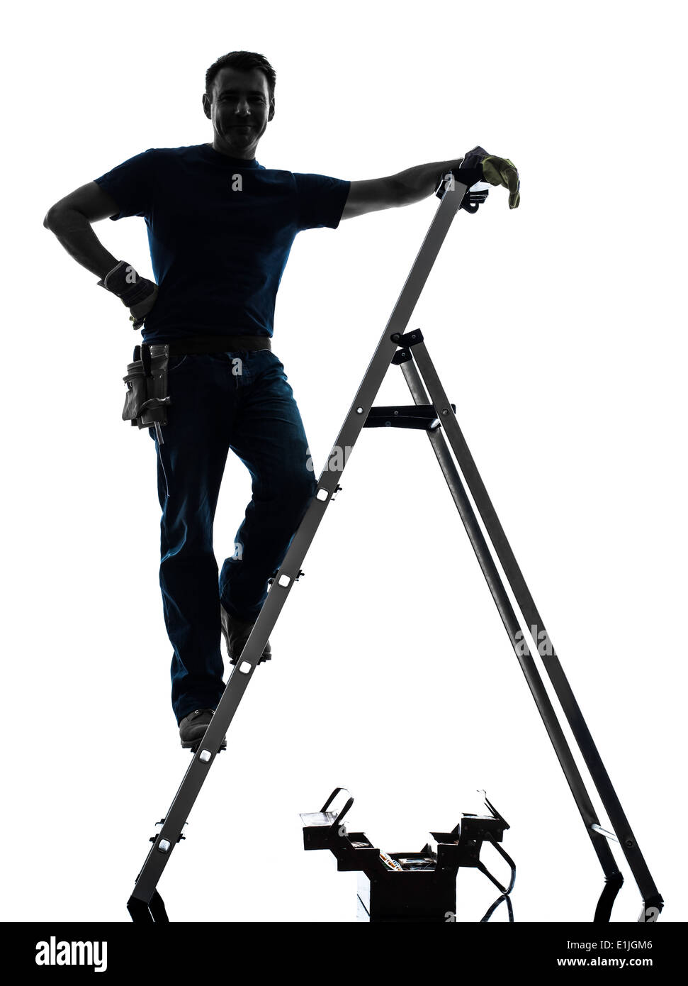 Man standing on ladder hi-res stock photography and images - Alamy
